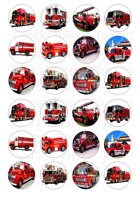 24 FIRE ENGINES Cupcake Topper Wafer Rice Edible Fairy Cake Toppers £3. ...