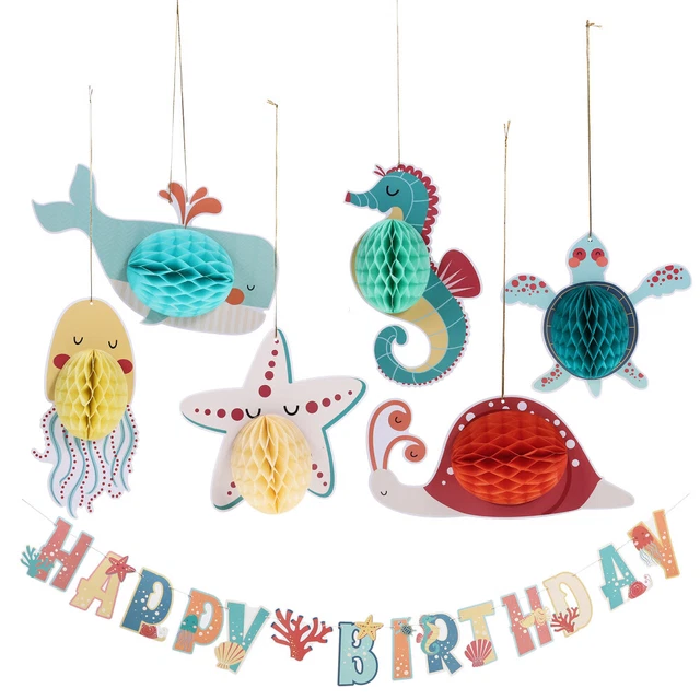 SEA ANIMALS THEMED Backdrop Decorations Ocean Animals Party Banner £11. ...