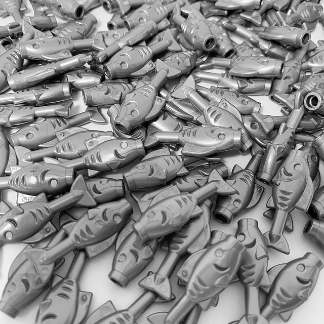 LEGO FISH FOR Minifigure 5 X Silver Grey Flat Fish Animal Part Set ...