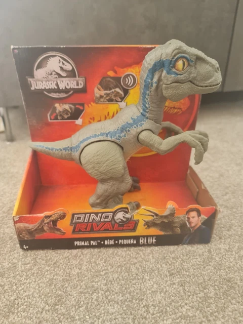JURASSIC WORLD DINO Rivals Primal Pal Blue Velociraptor Dinosaur Toy ...