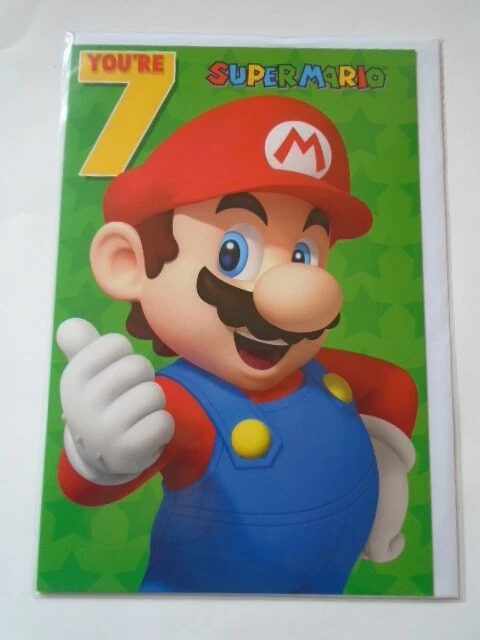 SUPER MARIO - 7 ans - Carte de voeux joyeux anniversaire - Taille A5 ...
