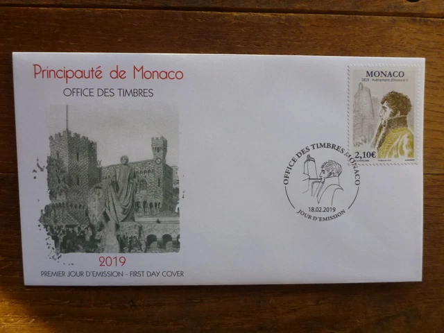 2019 MONACO 200TH ANNIV CORONATION PRINCE HONORE V FDC FIRST DAY COVER ...