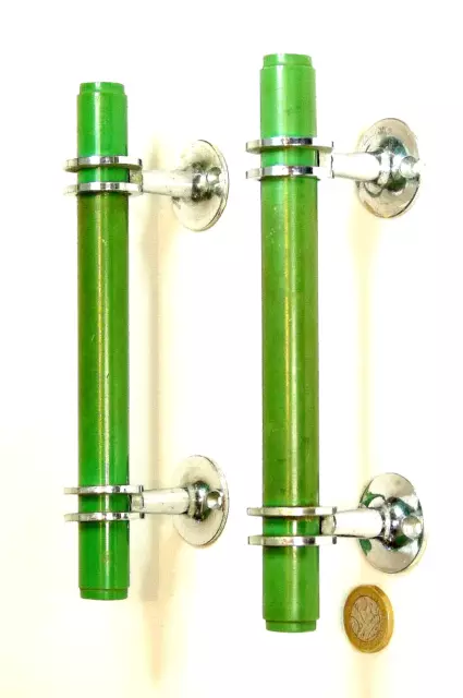 PAIR RARE GREEN EARLY PLASTIC &CHROME DOOR HANDLES/PULLS ART DECO 1950s ...