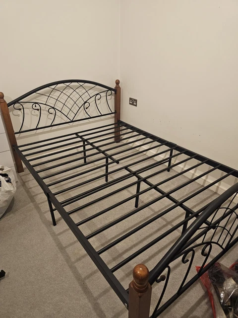 METAL DOUBLE BED Frame Black £42.30 - PicClick UK
