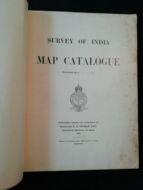 SURVEY OF INDIA - MAP CATALOGUE - 1931 - Calcutta - Atlas - Asia - RARE ...