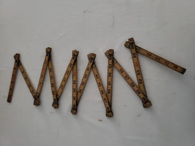 VINTAGE WOODEN 72& Folding Measuring Extension Ruler Tape Measure - USA ...