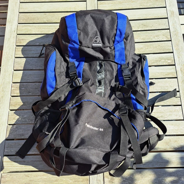 EUROHIKE PATHFINDER BACKPACK 65 Litre Black And Blue Hiking Rucksack ...