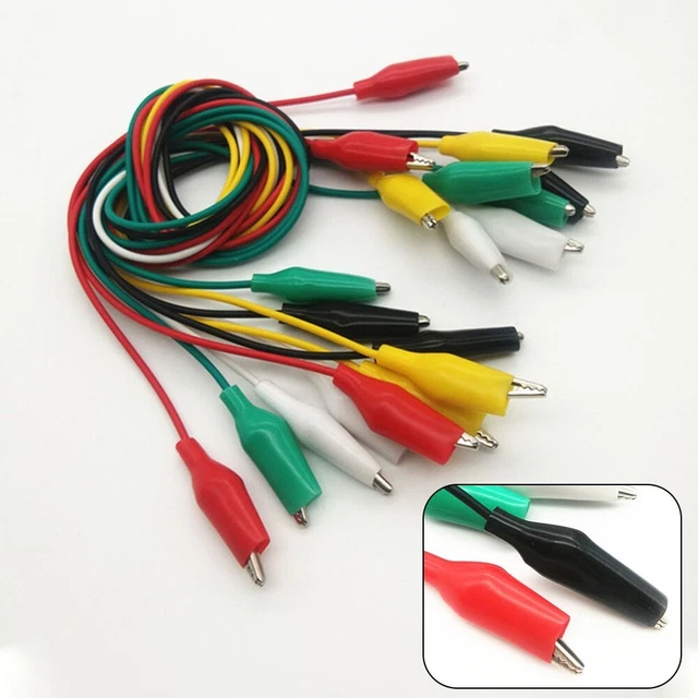 PACK OF 10 Double Ended Alligator Clip Test Leads with Insulated Clamps ...