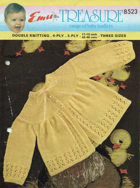 ~ VINTAGE 1960S Emu Knitting Pattern For Baby's Pretty Jacket ~ 17 ...
