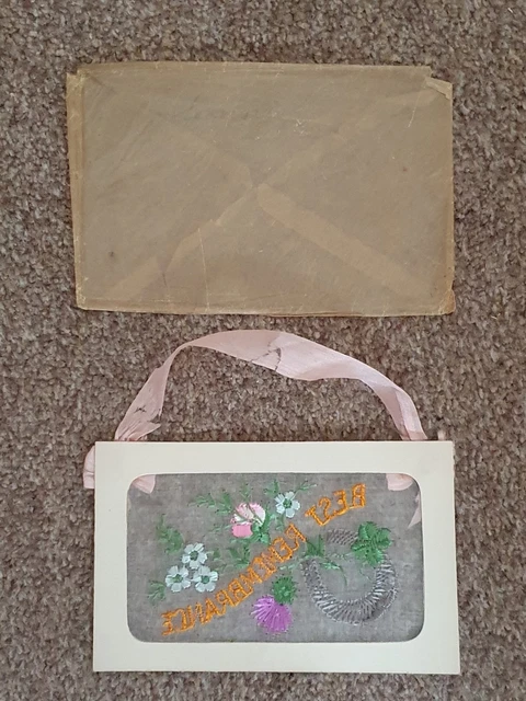 WW1 SILK EMBROIDERED French postcard with original envelope. £5.91 ...