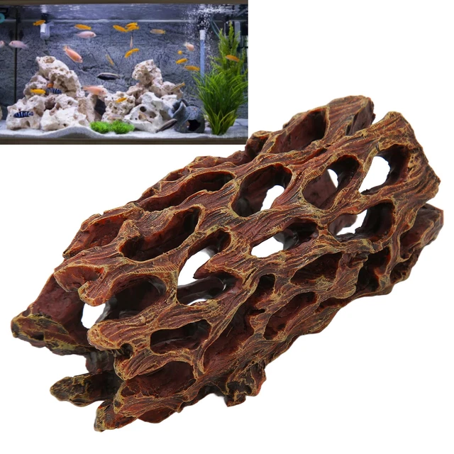 AQUARIUM HOLLOW TREE Trunk Simulation Decorative Hideout Cave Fish Tank ...