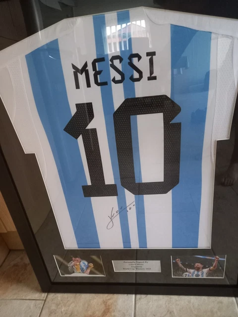 LIONEL MESSI SIGNED Argentina Home Shirt Framed COA £290.00 - PicClick UK