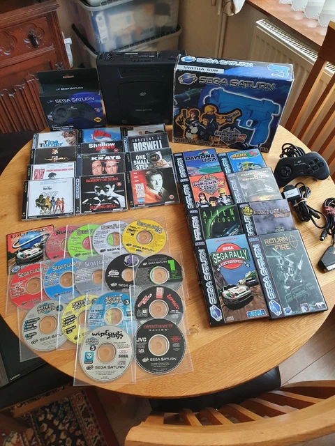MODDED SEGA SATURN Console, Virtua Gun, Video CD Card, Games, VCDs ...