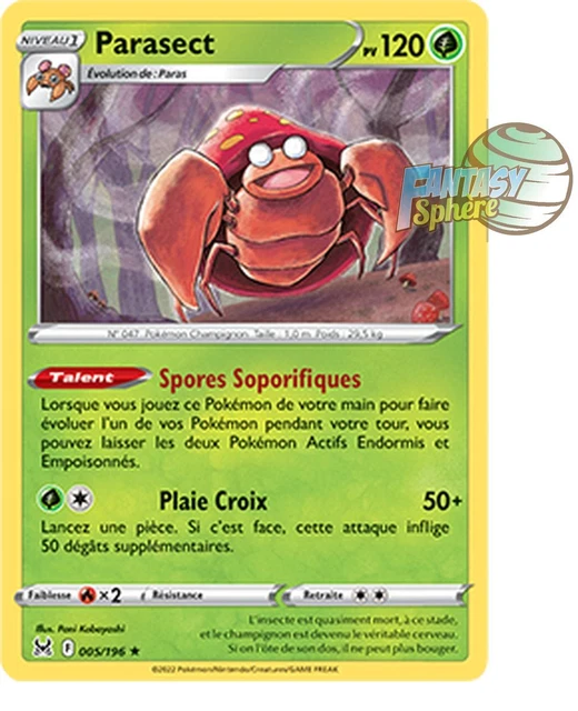 POKEMON 5/196 PARASECT Rare EB11 Epee et Bouclier 11 Origine Perdue VF ...