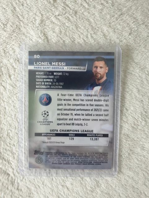 TOPPS STADIUM CLUB Chrome 22/23 #80 Lionel Messi Blue Prizm Pre-owned £ ...