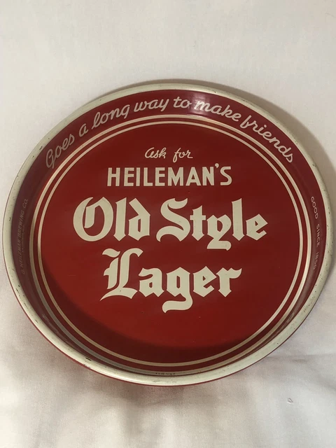 RARE VINTAGE HEILEMANS Old Style Lager Beer Tray Metal White/Red Since ...