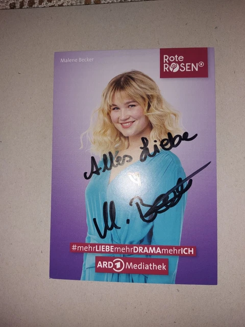 ARD AUTOGRAMMKARTE MALENE Becker Rote Rosen ZDF SOKO RTL NDR EUR 7,99 ...