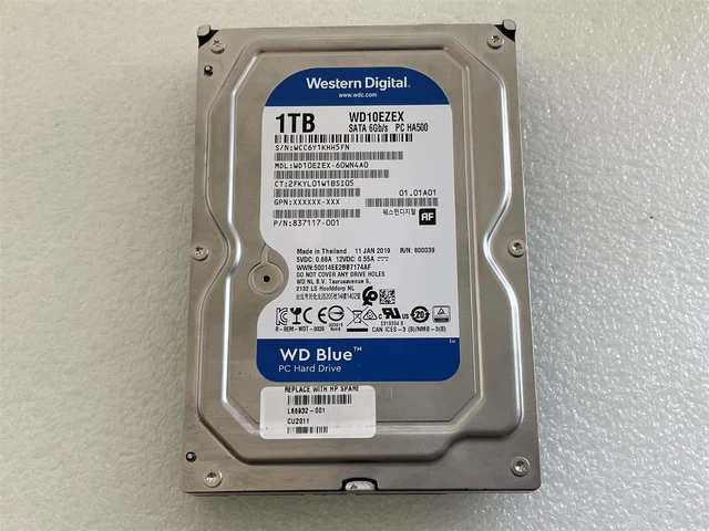 HP L66932-001 WESTERN Digital WD10EZEX HDD Hard Disk Drive 1TB 3.5 SATA ...