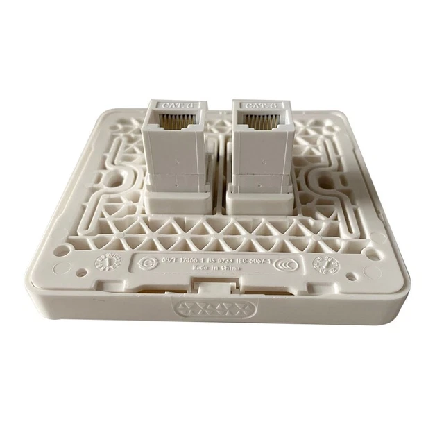 DUAL-PORT PLUG PANEL Rj45 Cat6 Module Lan Connector Straight Through ...