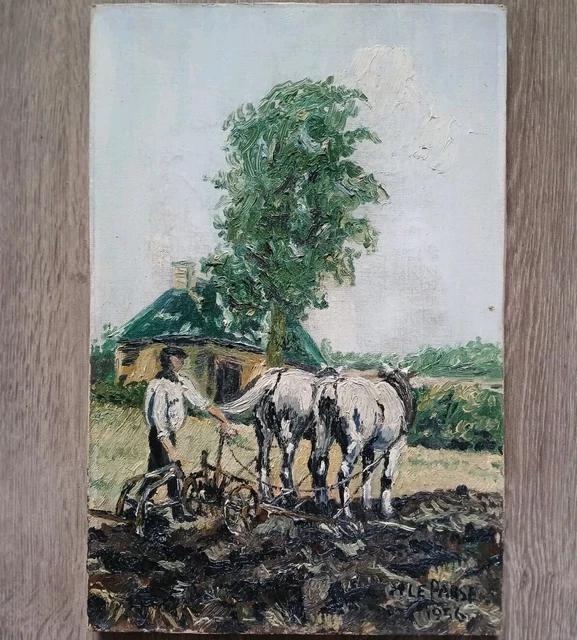 ANCIEN TABLEAU HST Scène Labour de Champ Chevaux EUR 79,00 - PicClick FR