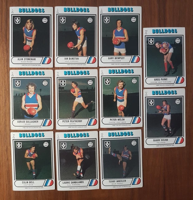 1976 FOOTSCRAY BULLDOGS Team Set Of Cards Scanlens VFL / AFL -11 cards ...