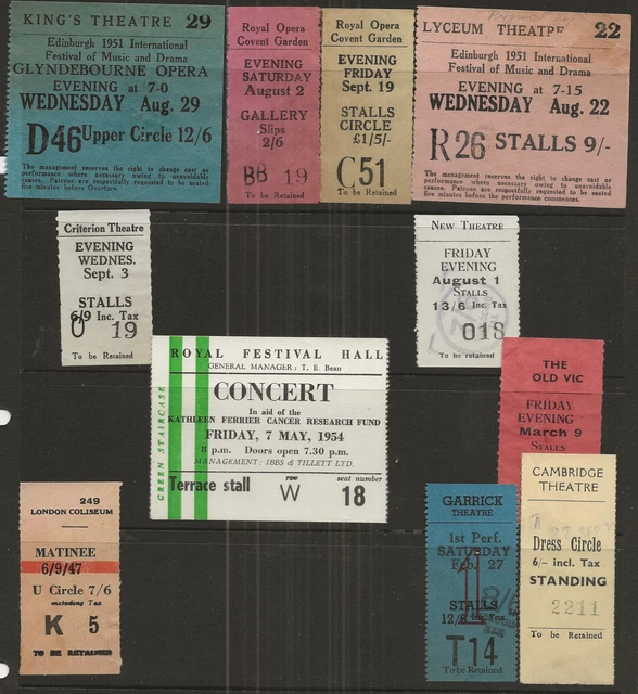 THEATRE, ELEVEN TICKET Stubs, 1940's-50's, various London venues, 11 £ ...