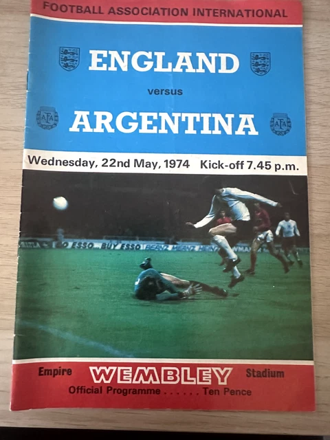ENGLAND V ARGENTINA 22 May 1974 Wembley Stadium Gc £1.17 - PicClick UK