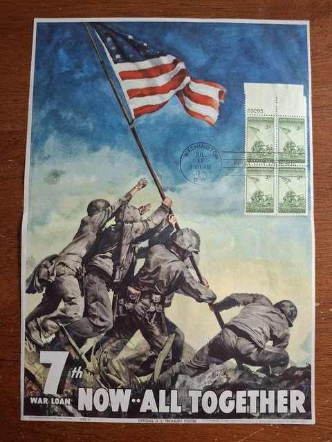 ORIGINAL WWII POSTER Now All Together Iwo Jima 7th War Loan WFD 11 929 ...