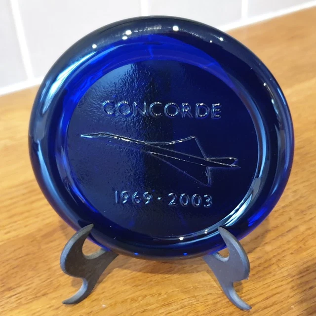 BRISTOL BLUE BRITISH Airways Concorde ltd edition paper weight/coaster ...