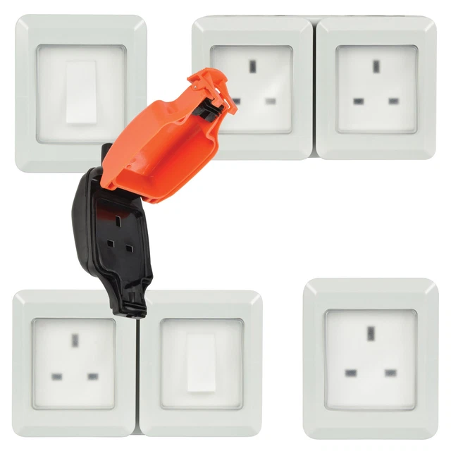 WATER/WEATHERPROOF IP55/IP54 UK Power Socket & Switch Outlets Single or ...