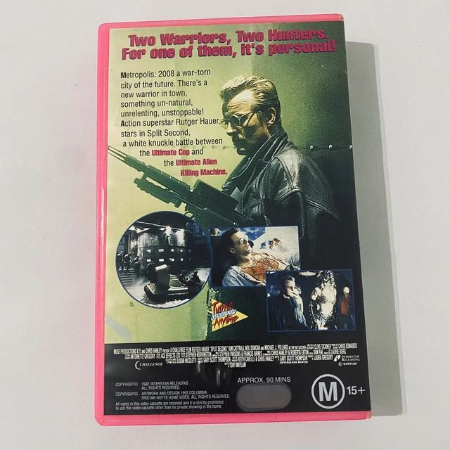 SPLIT SECOND (VHS, 1992) Action Sci-fi Movie VHS Video Tape Neon Pink ...