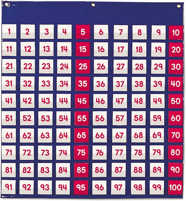 HUNDRED POCKET CHART Classroom Counting & Organizer, 120 Cards Teacher ...