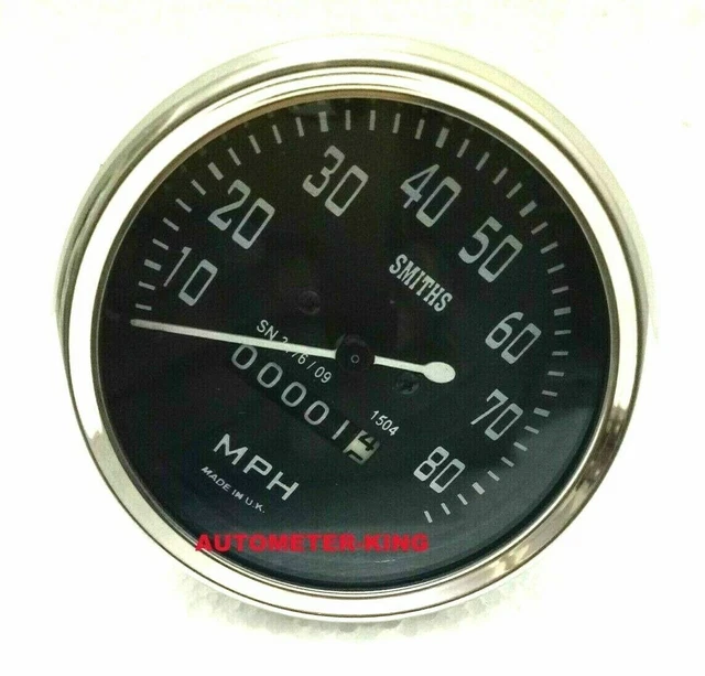 SMITHS SPEEDOMETER ROYAL Enfield Motorcycle 0-80 MPH Black BSA Norton ...