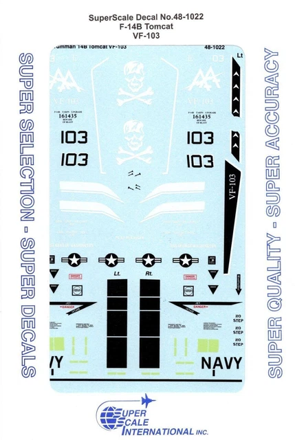 SUPERSCALE DECALS NR.48-1022 F-14B VF-103 "Jolly Rogers" Rare ! 1/48 ...