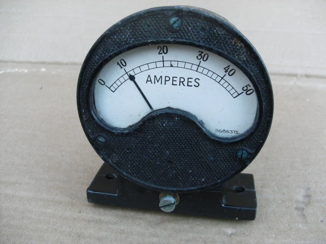 VINTAGE AMMETER OLD Industrial Ammeter Vintage Meter 50A Ammeter ...