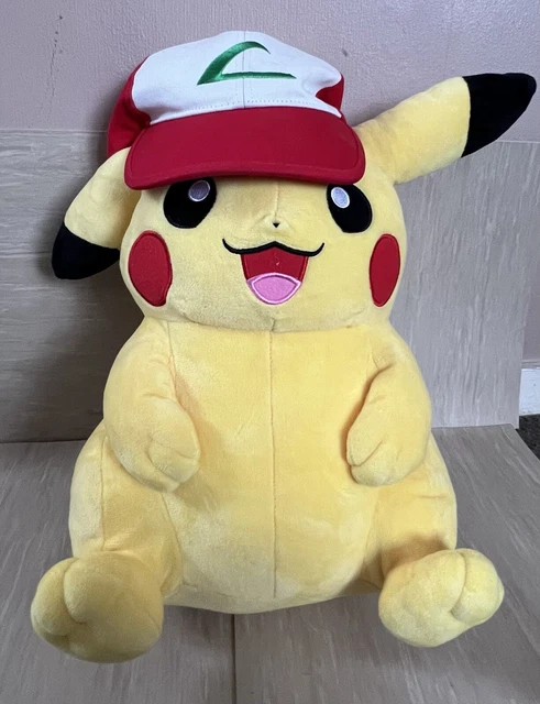 OFFICIAL POKEMON CENTRE Pikachu Plush 2017 Ash Hat Poké Trainer Size ...