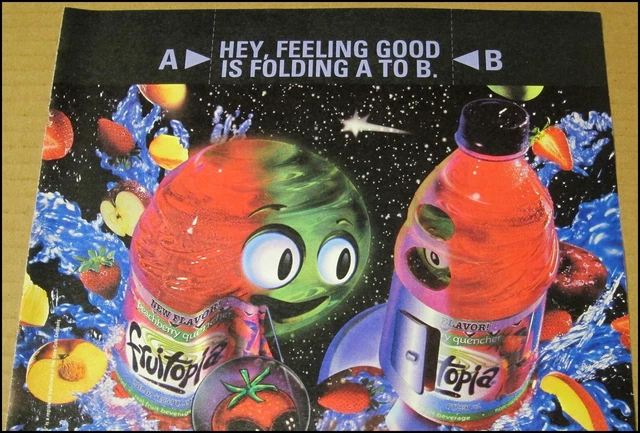 1998 FRUITOPIA FRUIT Beverage Print Ad Advertisement Vintage 10" x 12 ...