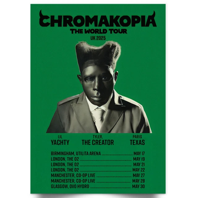 TYLER THE CREATOR Chromakopia Rapper Concert Poster 2025 UK Tour Print ...