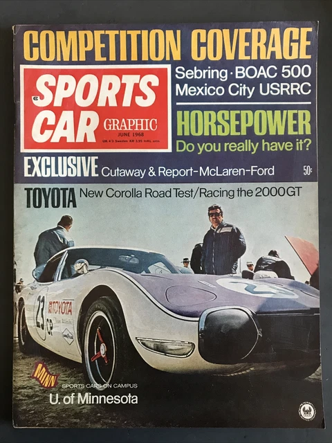 SPORTS CAR GRAPHIC MAGAZINE-JUNE 1968-TOYOTA COROLLA-McLAREN-FORD ...