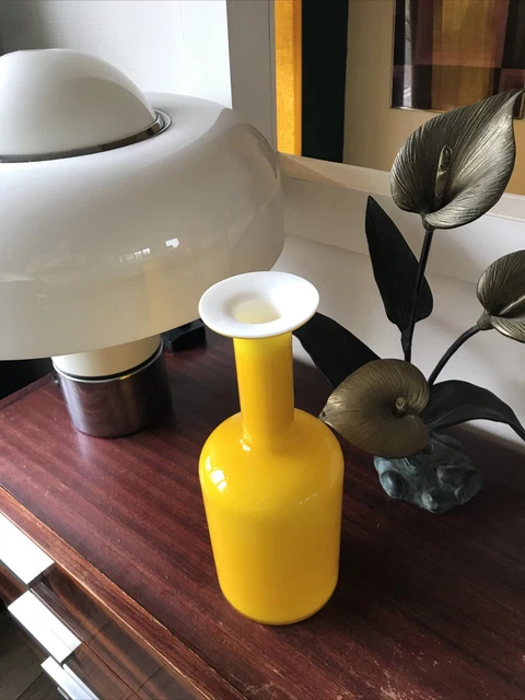 30 CM HOLMEGAARD Otto Brauer Gulv vase Yellow Cased White Danish Modern ...