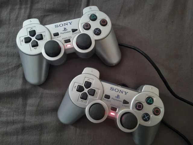 2X SONY PS2 Playstation 2 Dualshock Controller Controllers Ps1 Silver £14.99 - PicClick UK