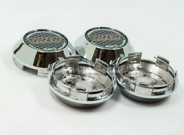 4X68MM VOLK RACING Chrome Wheel Center Hub Caps Rim Caps Decals Logo ...