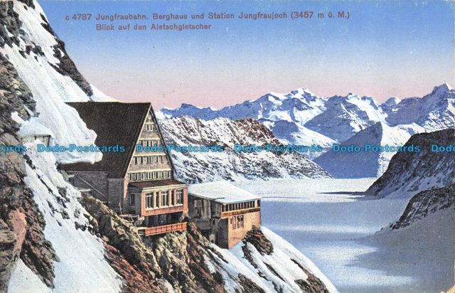 R148433 JUNGFRAUBAHN. BERGHAUS und Station Jungfraujoch. Blick auf den Aletschgl EUR 9,62 ...