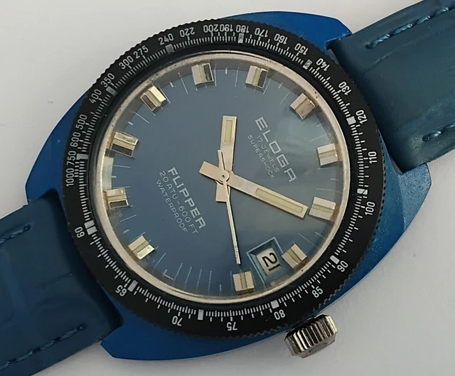 17 JEWELS SWISS Made Eloga Flipper Sport Men's Wind Up Vintage Watch £ ...