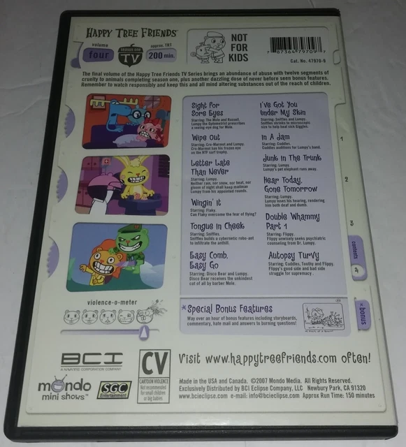 HAPPY TREE FRIENDS Volume 4 ( DVD, Mondo mini shows, 2007 ) rare htf ...