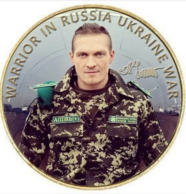 USYK GOLD COIN Signature Ukraine Russian War Soldier Boxer Boxing Belt ...