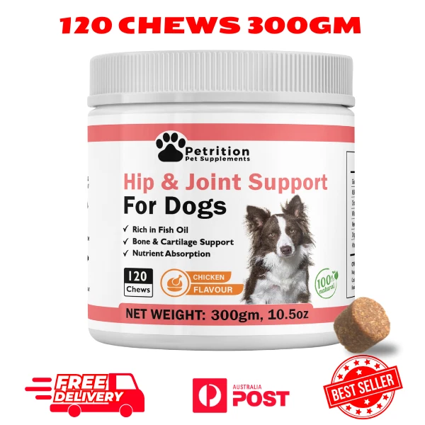 120 HIP & Joint Mobility Chews for Dogs | Chicken Fl | Glucosamine ...