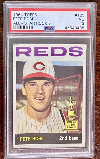 1964 TOPPS BASEBALL #125 PETE ROSE (REDS CINCINNATI) PSA 3 VG centré ...