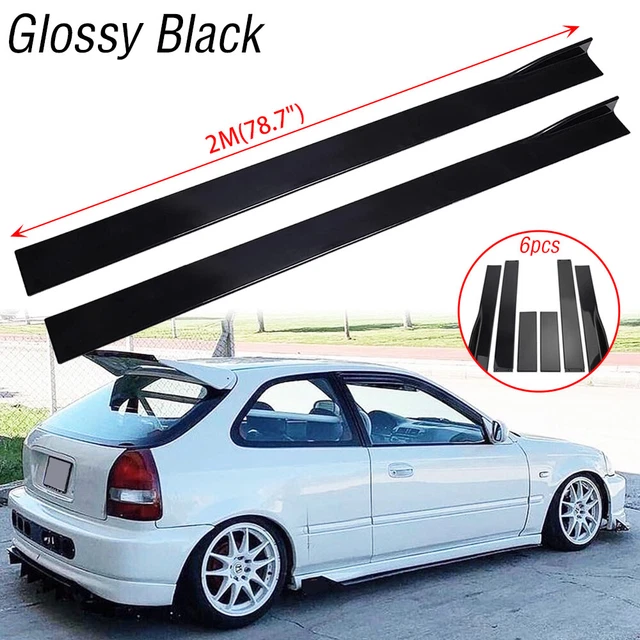 78.7& SIDE SKIRT Extension Rocker Panel Lip For Honda Civic Type R ...