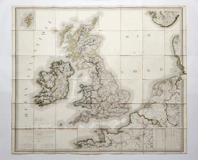 BRITISH ISLES ORIGINAL antique Napoleonic Wars era map 1814 very large ...